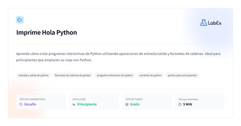 Imprime Hola Python Labex