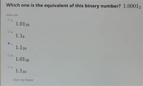 Solved Which One Is The Equivalent Of This Binary Number