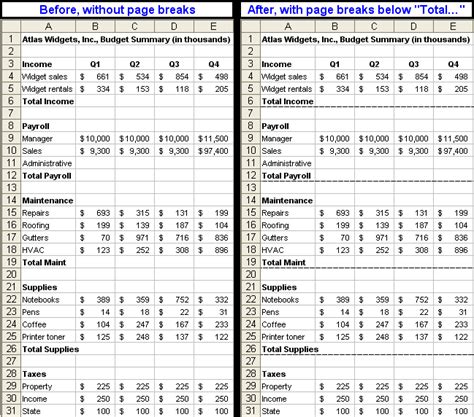 Toms Tutorials For Excel Set Page Breaks For Specified Areas Tom Urtis
