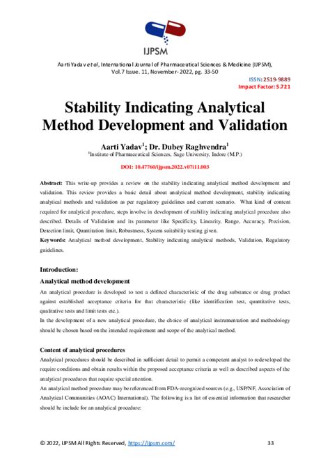 Pdf Stability Indicating Analytical Method Development And Validation