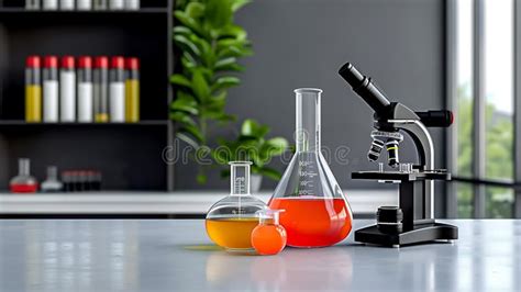 Science Lab Setup With Microscope And Glassware Stock Illustration Illustration Of Plant