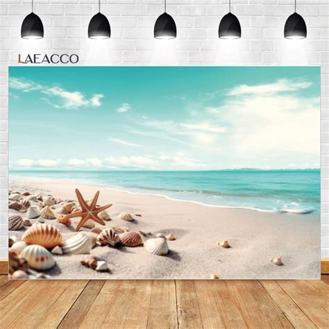 Seaside Beach Backdrop Starconch Mussel Shells Shell Pure White Sandbeach Summer Holiday