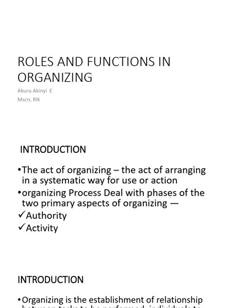 Roles And Functions In Organizing Pdf