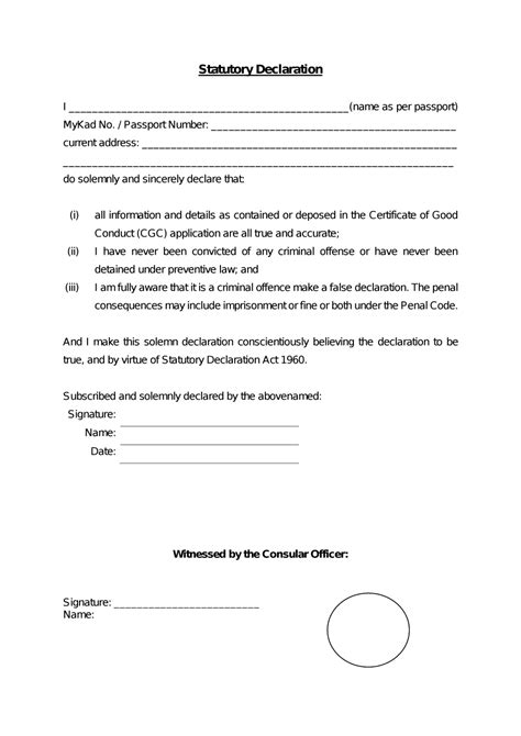 Statutory Declaration Malaysia Wanda Cornish
