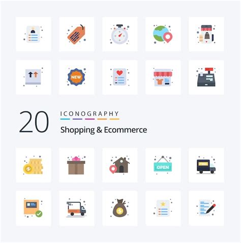 Free Vector 20 Shopping Ecommerce Flat Color Icon Pack Like Package Free Delivery Truck