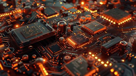 Computer Chips With Transistors And Conductor Tracks Background Component Computer Digital
