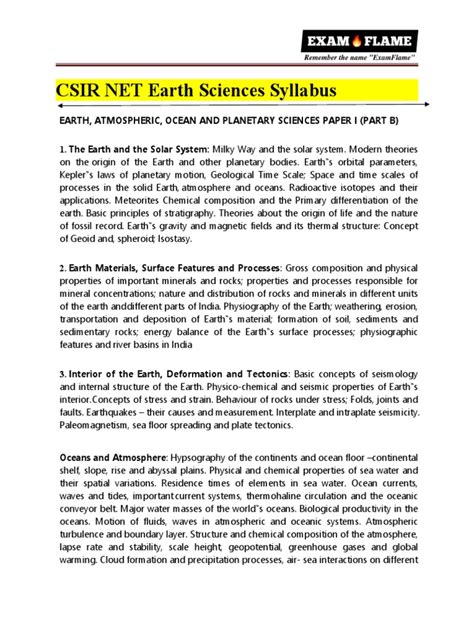 csir net earth sciences syllabus descargar gratis pdf earth