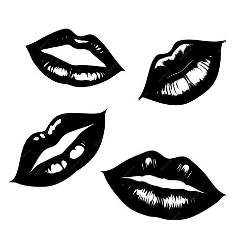Premium Vector A Silhouette Set Of Lips Illustration