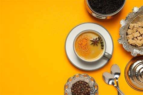 Premium Photo Traditional Indian Hot Drink With Milk And Spices Masala Tea