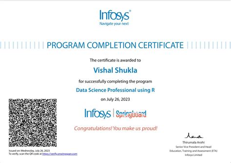vishal shukla on linkedin springboard infosys rprogramming datascience