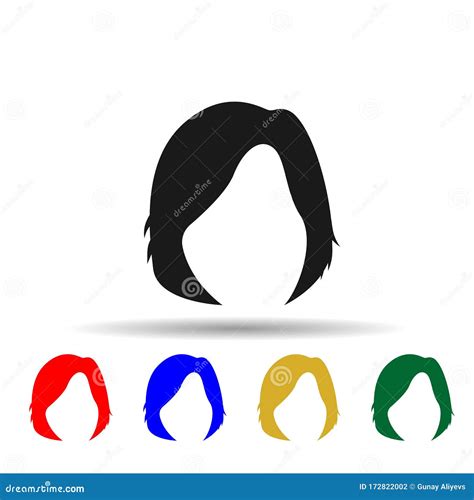 Hair Woman Haircut Medium Multi Color Style Icon Simple Glyph Flat