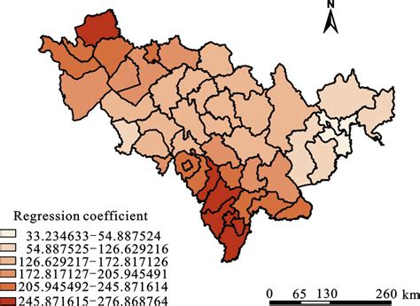 Spatial Distribution Of Regression Coefficient Of Urban Population