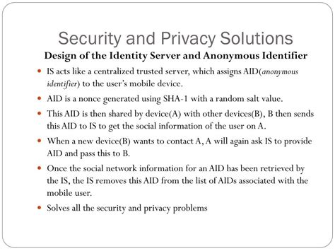 Ppt Solutions To Security And Privacy Issues In Mobile Social Networking Powerpoint