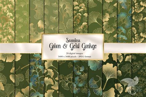 Green And Gold Ginkgo Patterns Textures ~ Creative Market