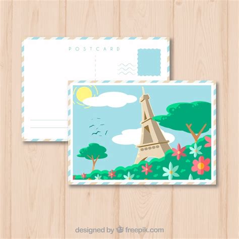 에펠 탑 여행 엽서 무료 벡터