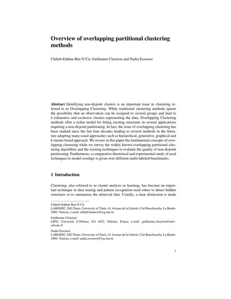 Pdf Overview Of Overlapping Partitional Clustering Methods