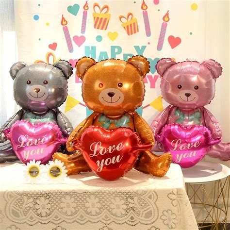 Фольгированный шар медведь сердце Aliexpress
