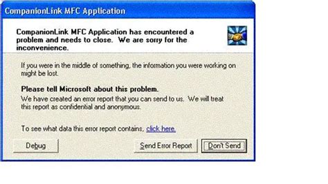 Companionlink Mfc Application Has Encountered A Problem How To Resolve