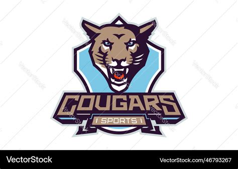 Sports Logo With Cougar Mascot Colorful Sport Vector Image