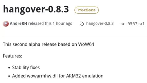 Hangover 083 Released For Enjoying Windows X86x8664 Appsgames On