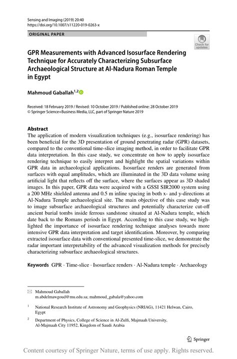 Gpr Measurements With Advanced Isosurface Rendering Technique For