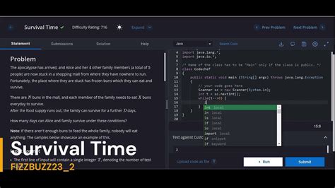 Codechef Survival Time Problem Solution Fizzbuzz232 Codechef Codechefsolution