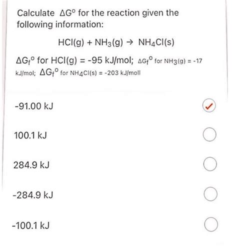 solved calculate agº for the reaction given the following