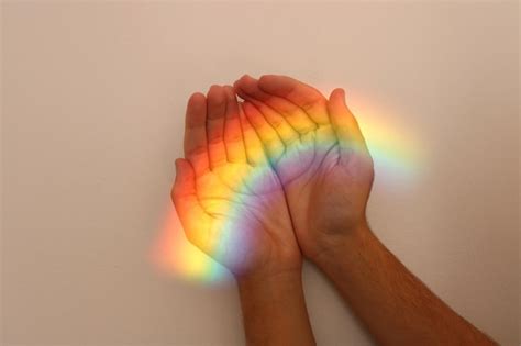 Premium Photo A Person S Hands Are Painted With Rainbow Colors Sexual Orientation And Fluidity