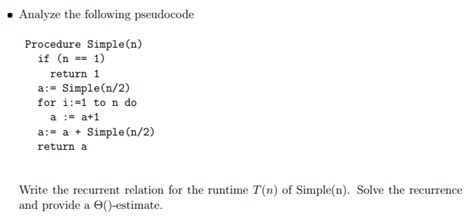 Solved Analyze The Following Pseudocode Procedure Simplen
