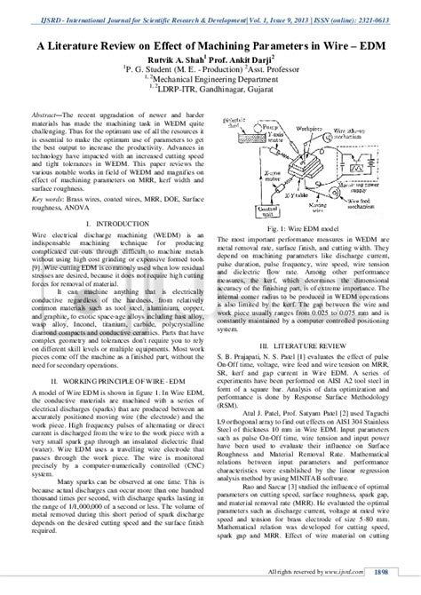 Pdf A Literature Review On Effect Of Machining Parameters In Wire Edm