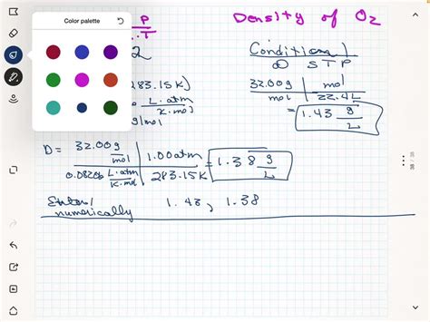 solved a calculate the density of oxygen o2 under each of the
