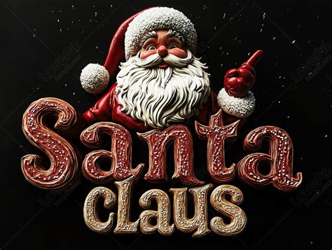 산타클로스 텍스트 효과 검정색 배경 Png 일러스트 무료 다운로드 Lovepik