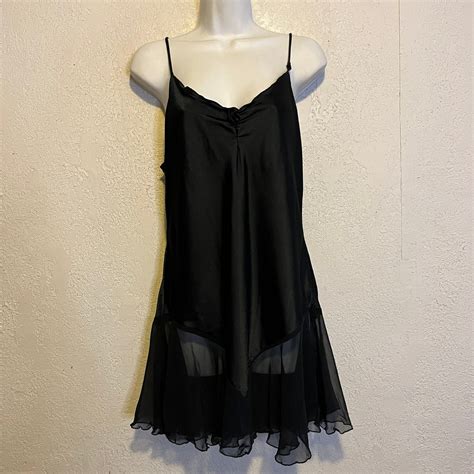 Slinky Back Vintage Nightie W Sheer Skirt Details M Etsy