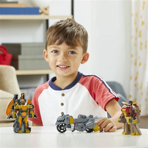 Pacote Com 3 Bonecos Conversíveis Transformers Dinobot Adventures
