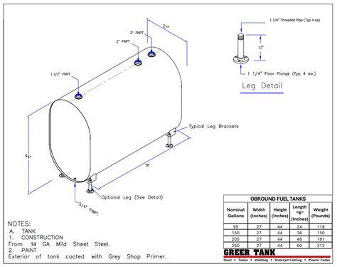 Oil Tank Sizes And Dimensions