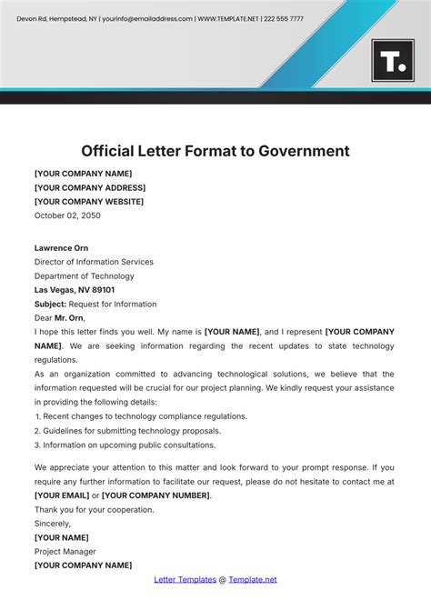 Free Official Letter Format To Government Template To Edit Online