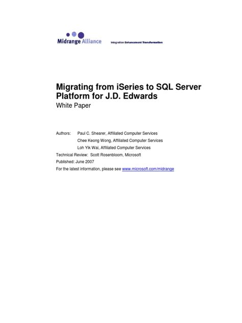 Migrating From Iseries To Sql Server Pdf Microsoft Sql Server Ibm System I