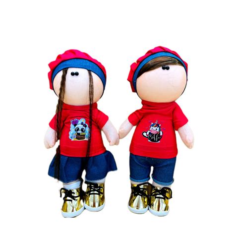 قیمت و خرید عروسک مدل دختر و پسر ارتفاع 38 سانتی متر بسته دو عددی