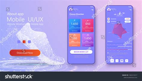 Different Ui Ux Gui Screens Fitness Stock Vector Royalty Free Shutterstock