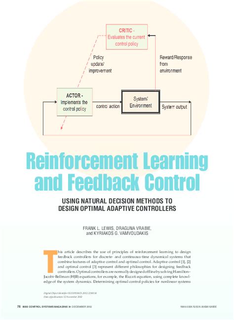 Pdf Using Natural Decision Methods To Design Optimal Adaptive Controllers