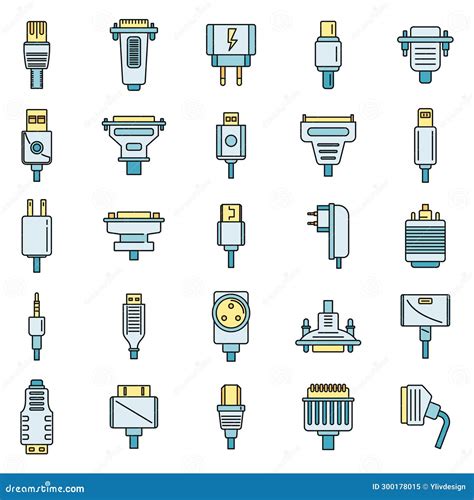 Adapter Connector Icons Set Vector Color Stock Illustration Illustration Of Vector Socket