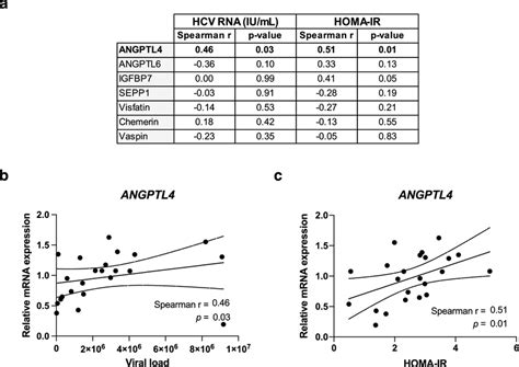 Hepatic Mrna Expression Of Angptl4 Correlates With Viral Load And