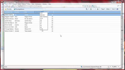 Silverlight Grid Customize Column Filter Dropdown List Youtube