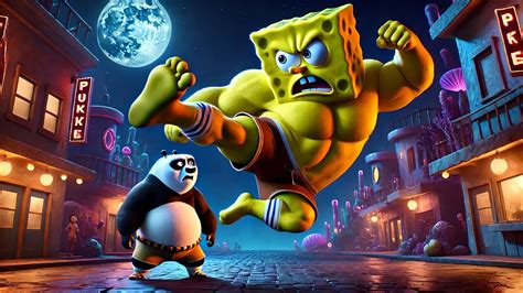 Night Fight Of Spongebob And Kung Fu Panda Youtube