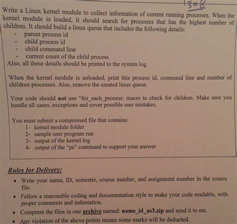 Solved Write A Linux Kernel Module To Collect Information Of Chegg