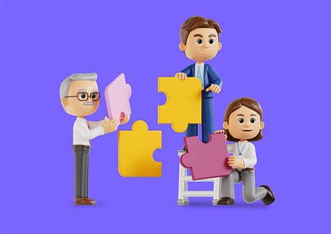 유토이미지 비즈니스 남자와 여자가 퍼즐을 들고 조각을 맞추고 있다