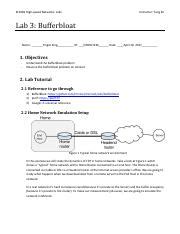 Lab3 BufferBloat Report Pdf EL6383 High Speed Networks Labs Instructor Yang Xu Lab 3