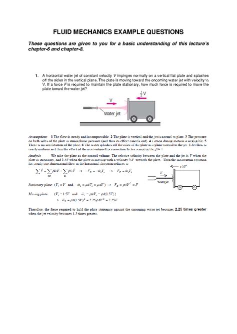 Fluid Mechanics Example Questions Compress FLUID MECHANICS EXAMPLE QUESTIONS These Questions