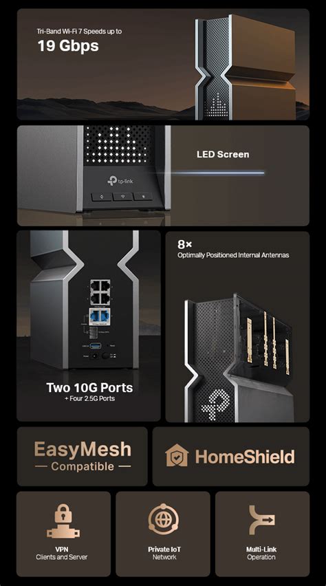 TP Link Archer BE800 BE19000 Tri Band Wi Fi 7 Router Archer BE800 Mwave