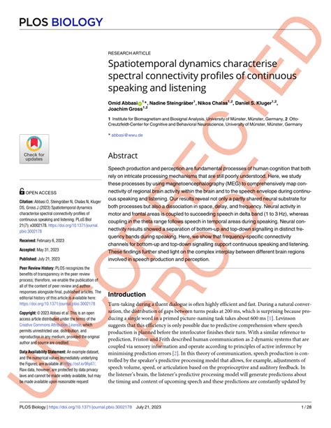 Pdf Spatiotemporal Dynamics Characterise Spectral Connectivity Profiles Of Continuous Speaking
